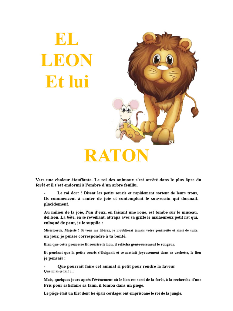 Le Lion et la Souris : Une Fable | PDF