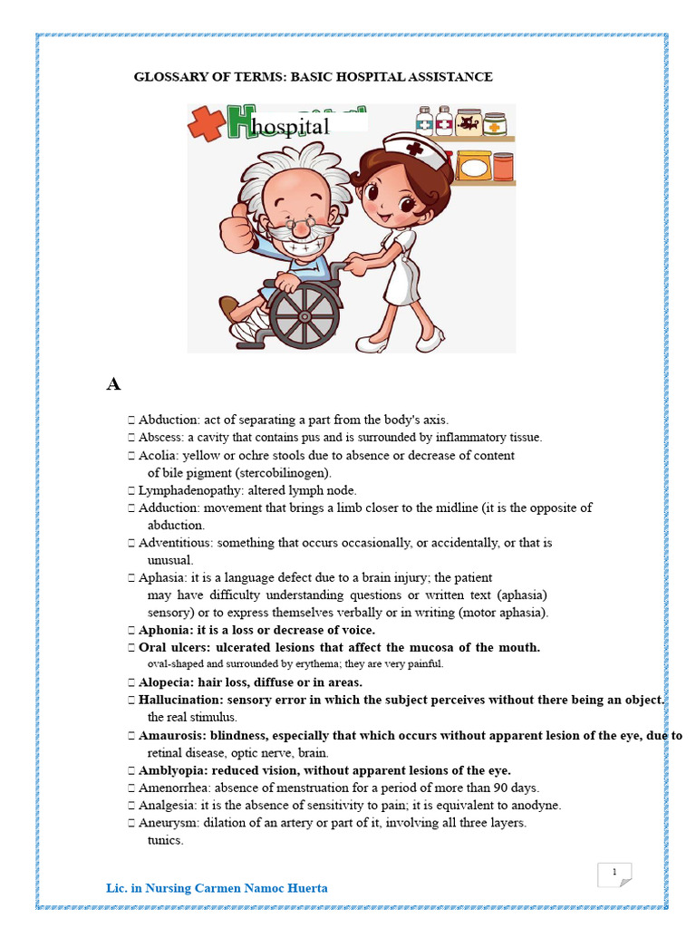Glossary Basic Hospital Assistance | PDF | Inflammation | Diseases And ...
