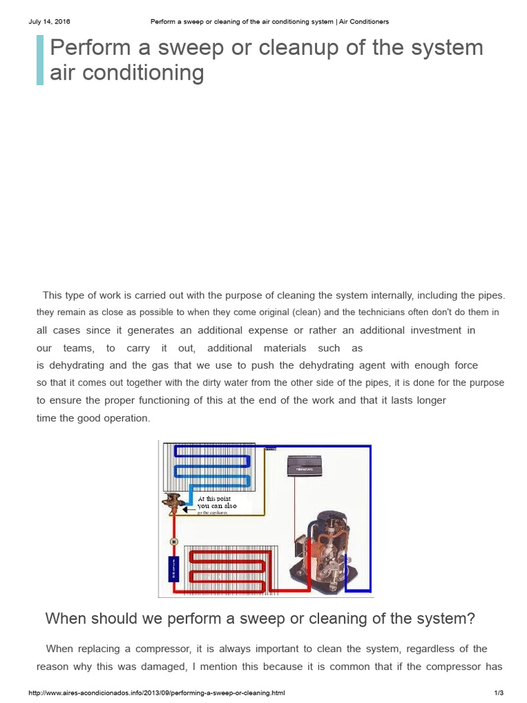 Air Conditioning System Cleaning Guide | PDF | Air Conditioning | Equipment
