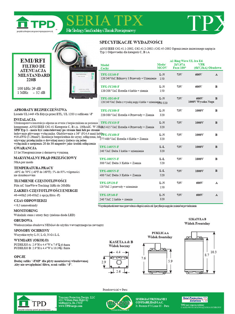 Arkusz Danych TPX - Esp PDF | PDF
