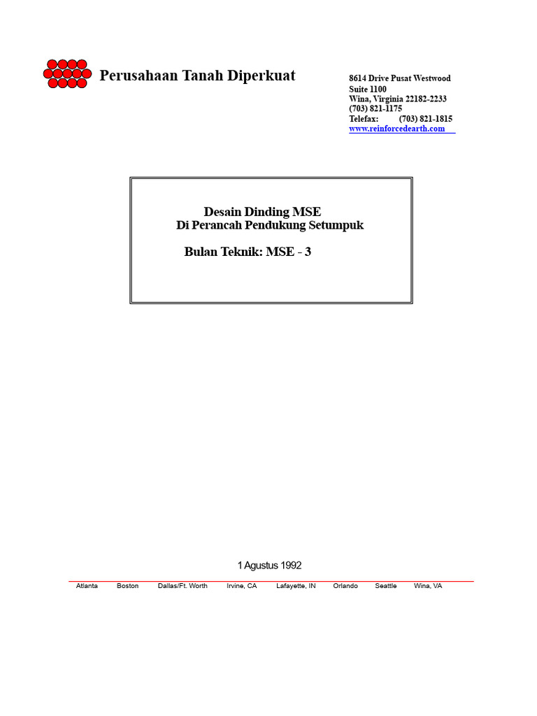 Desain Dinding MSE untuk Konflik Tiang | PDF