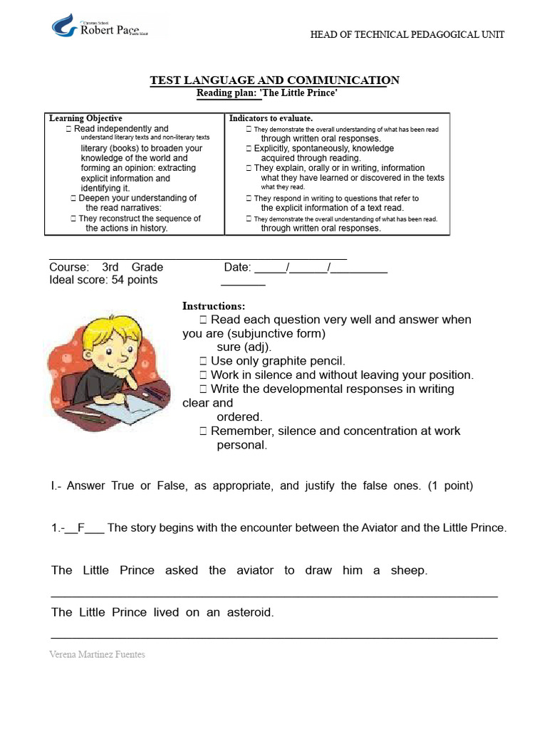 Reader Plan Test The Little Prince | PDF | The Little Prince | Knowledge