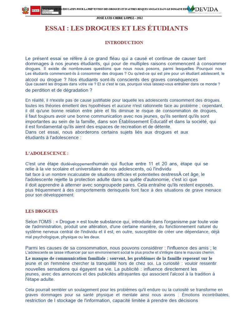 Prévention des drogues chez les étudiants | PDF | Médicaments | Adolescence