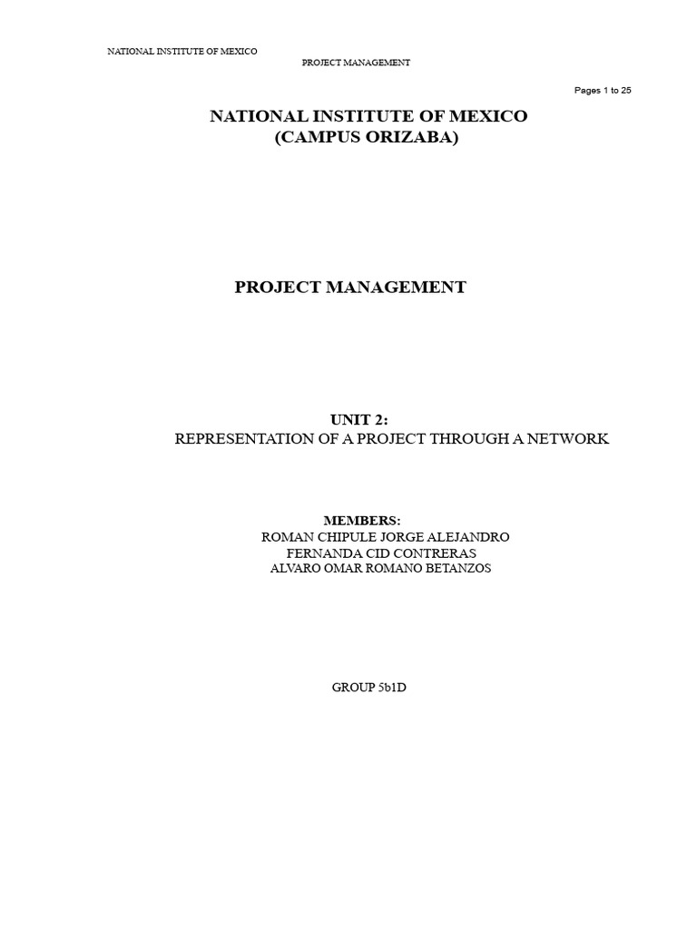 Unit 2 Representation of A Project Through A Network | PDF | Variance ...