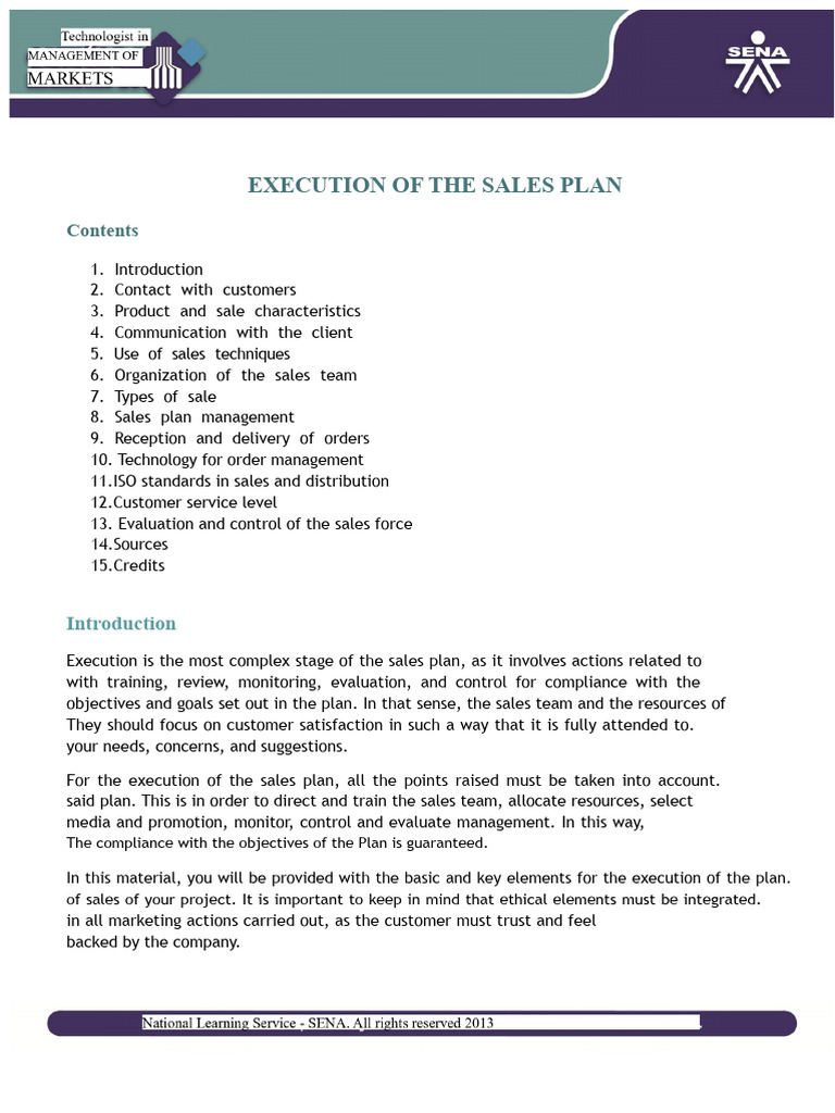 Execution of The Sales Plan | PDF | Sales | Electronic Data Interchange