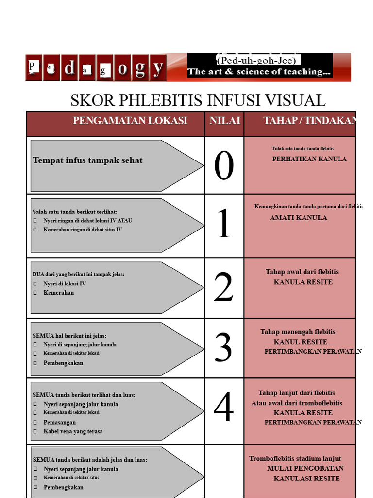 Skor Flebitis Infusi: Panduan Visual | PDF