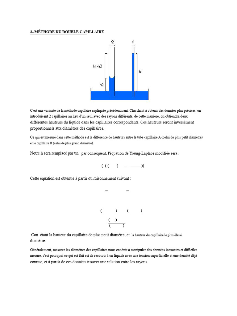 Méthode du double capillaire en physique | PDF | Tension superficielle ...