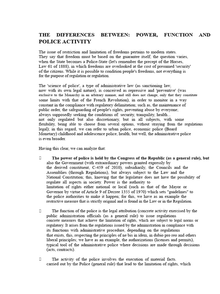 The Differences Between Police Power, Function, and Activity | PDF ...