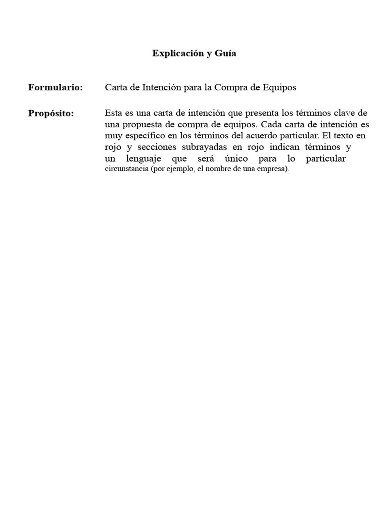 Carta de Intención para Compra de Equipos | PDF