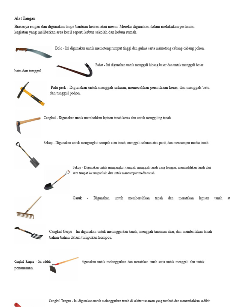 Alat Tangan dan Mesin Pertanian Dasar | PDF