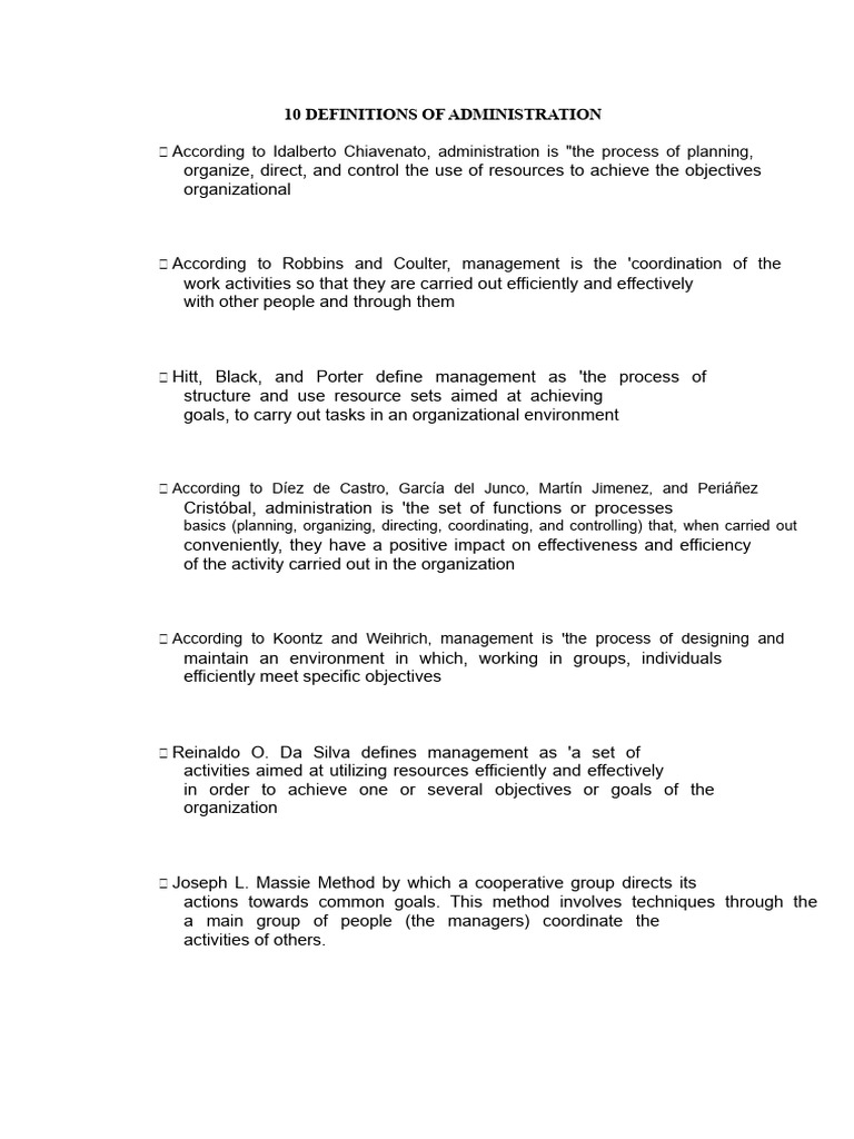 10 Definitions of Management | PDF