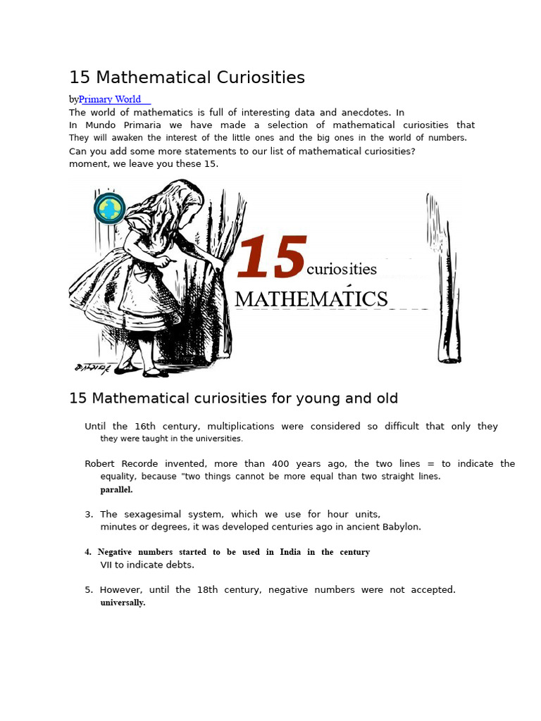15 Fascinating Math Curiosities | PDF | Pi | Mathematics