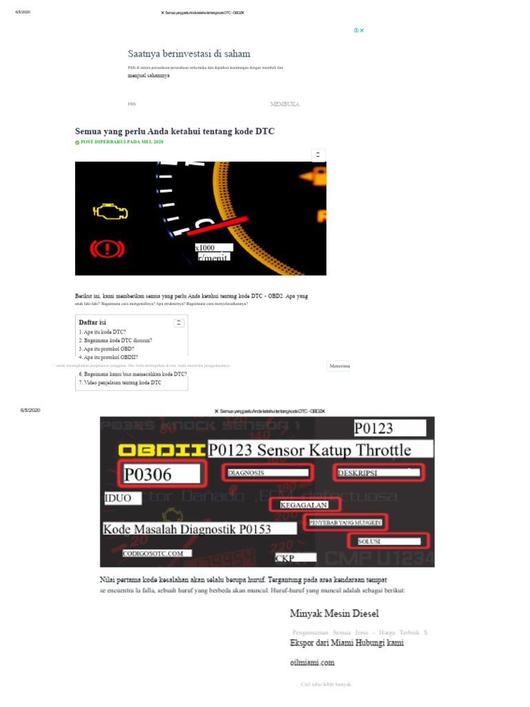 Panduan Lengkap Kode DTC OBD2 | PDF