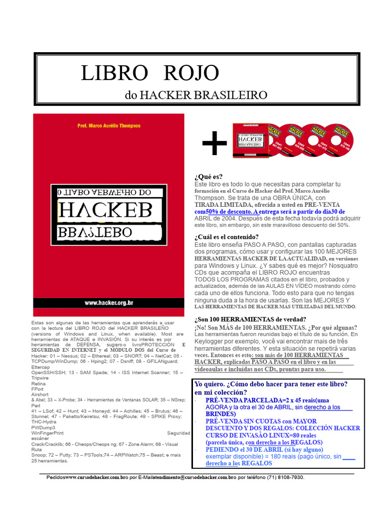 Nuevo Libro - El Libro Rojo Del Hacker Brasileño | PDF | ciberespacio ...