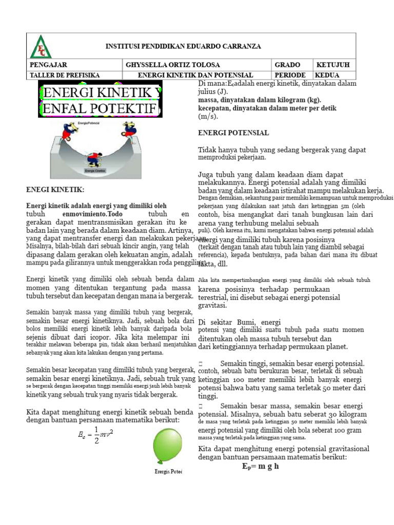 Energi Kinetik Dan Energi Potensial PDF | PDF