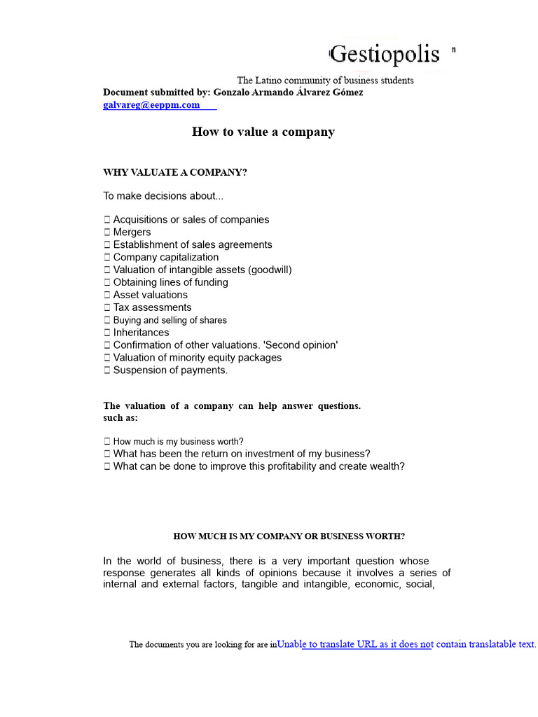 How To Valuate A Running Business | PDF | Valuation (Finance) | Dividend