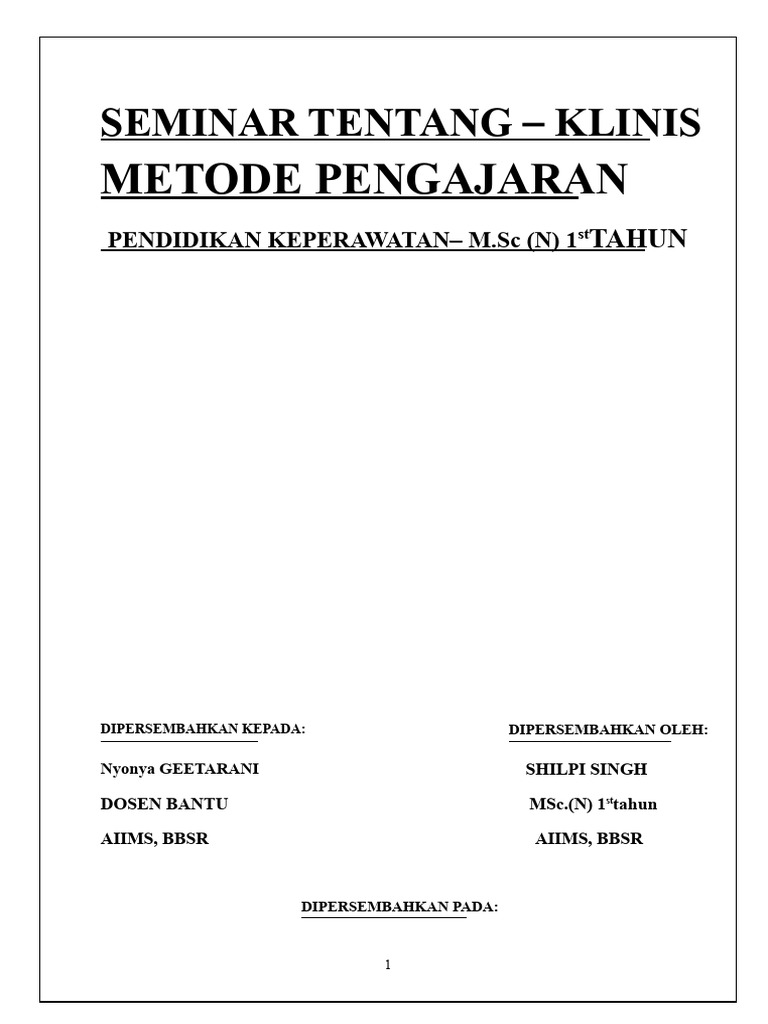 Metode Pengajaran Klinis Keperawatan | PDF