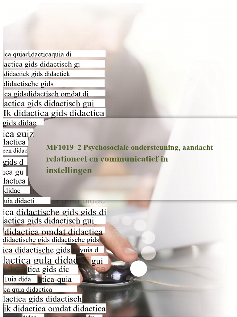 GDMF1019 2 Psychosociale Ondersteuning Relationale en Communicatieve ...