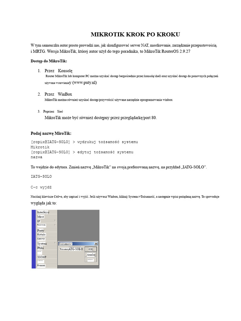 Tutorial-Mikrotik-krok Po Kroku | PDF