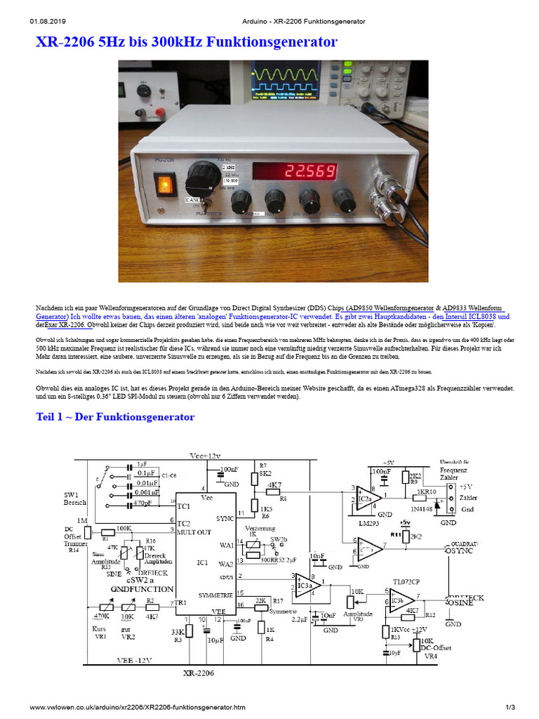 XR-2206 Funktionsgenerator | PDF