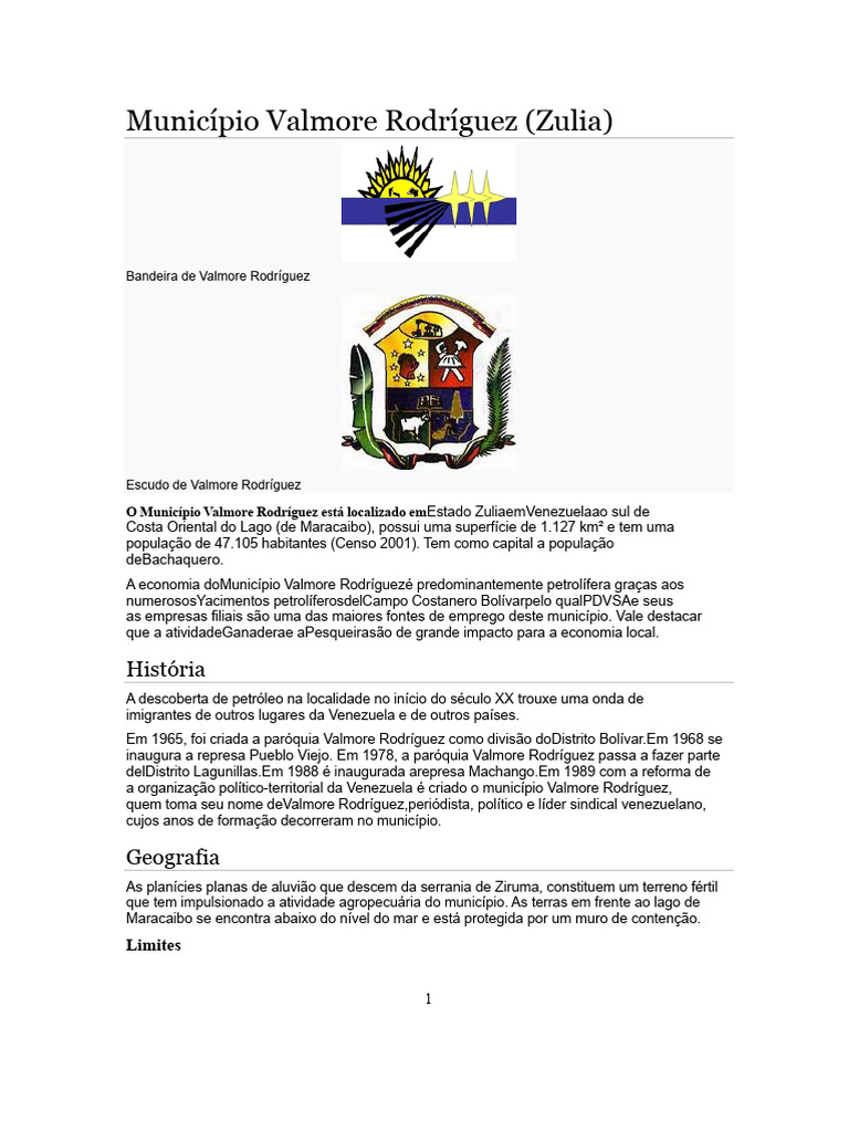 Município Valmore Rodríguez | PDF | Divisão (militar) | Peru