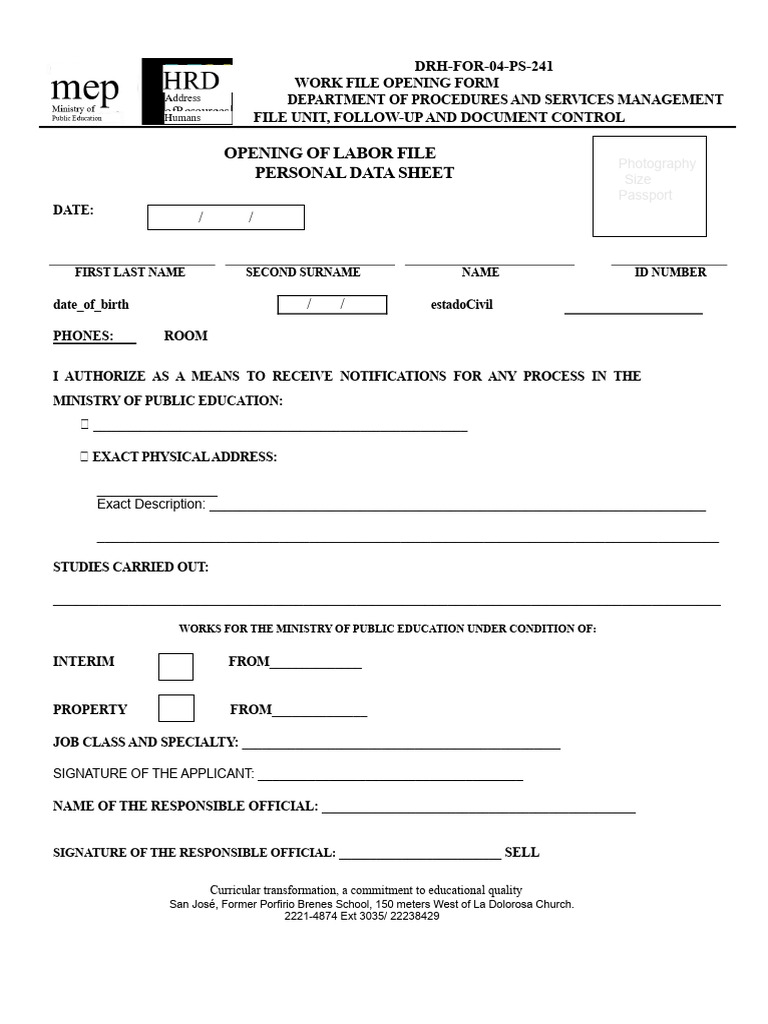 Form-DRH-FOR-04-PS-241 OPENING OF FILE | PDF | Academic Degree ...