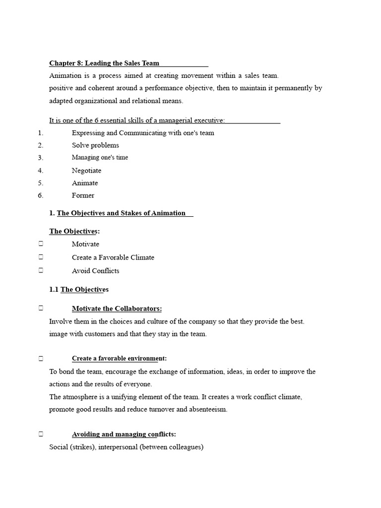 The Animation of The Sales Team | PDF | Goal | Communication