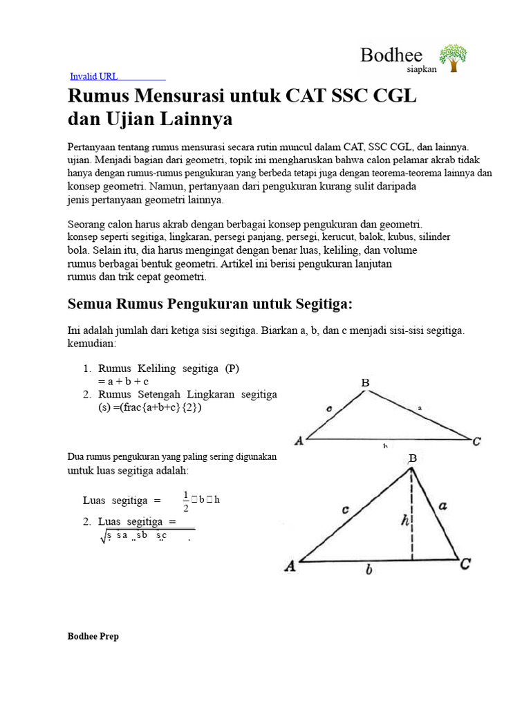 Rumus Pengukuran untuk CAT SSC CGL dan Ujian Lainnya yang Diedit | PDF