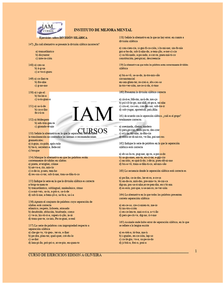 Ejercicios DIVISIÓN SILÁBICA | PDF