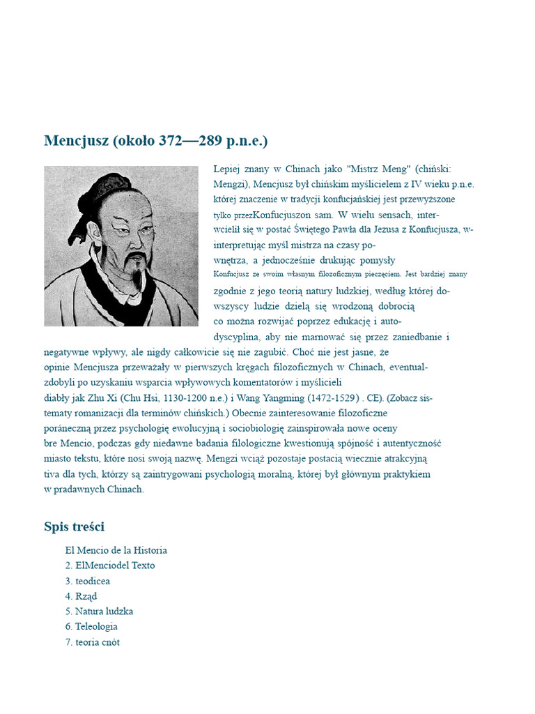 Mencio (Mengzi) - Encyklopedia Filozofii Internetu PDF | PDF