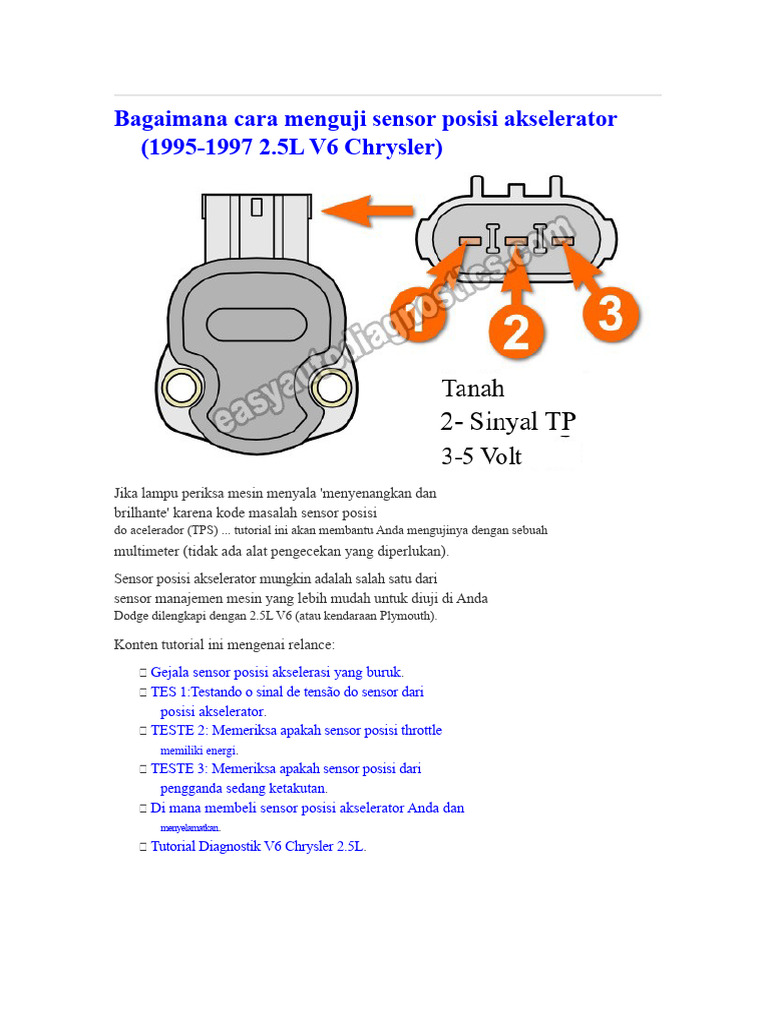 Uji Sensor Posisi Akselerator Chrysler 2.5L | PDF
