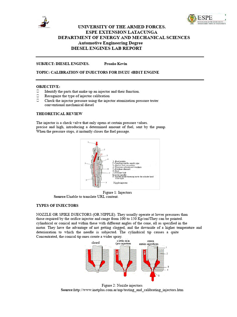 Diesel Injector Calibration for Isuzu 4BD1T | PDF | Fuel Injection ...