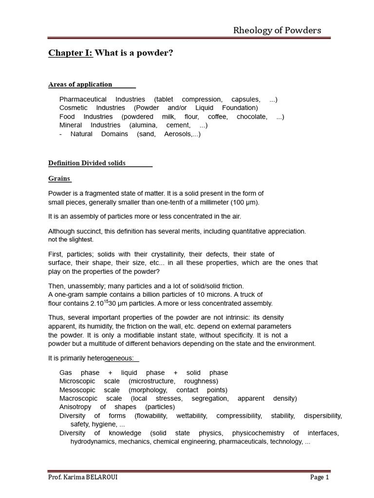Chapter I - Rheology of Powders | PDF | Solid | Liquids
