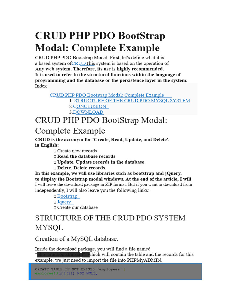 CRUD PHP PDO Bootstrap Modal | PDF | Php | Databases