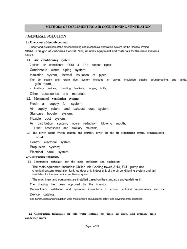 Construction Measures For Ventilation Air Conditioning System | PDF ...