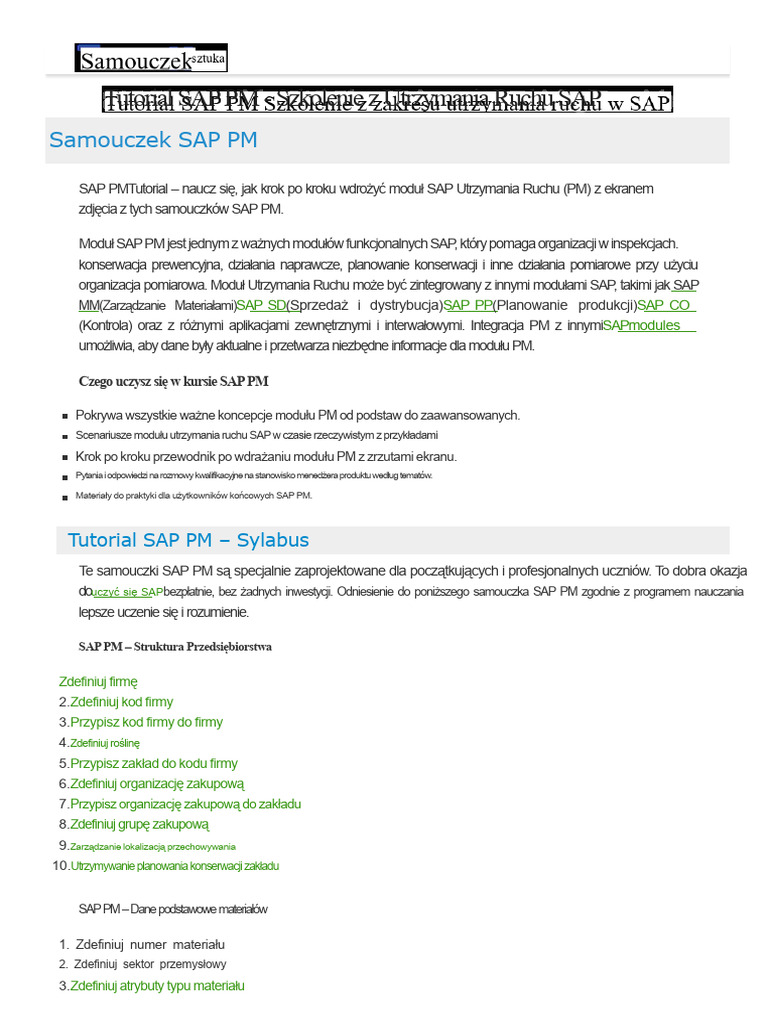 Sap PM Tutorial PDF | PDF