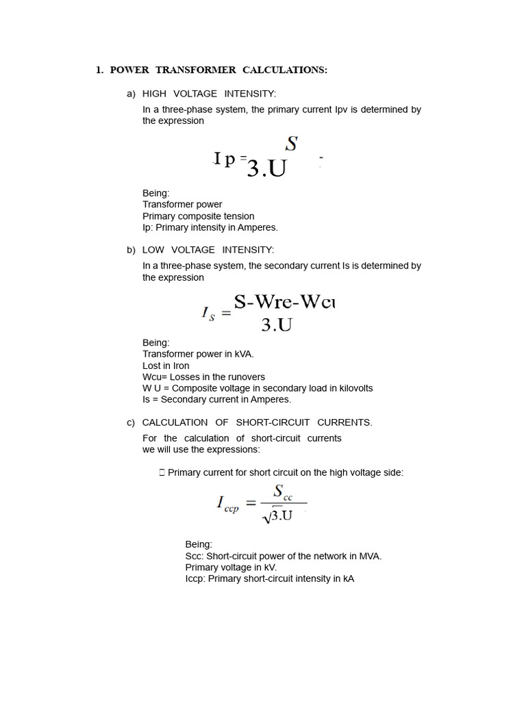 Power Transformer Calculations Guide | PDF | Transformer | Fuse ...
