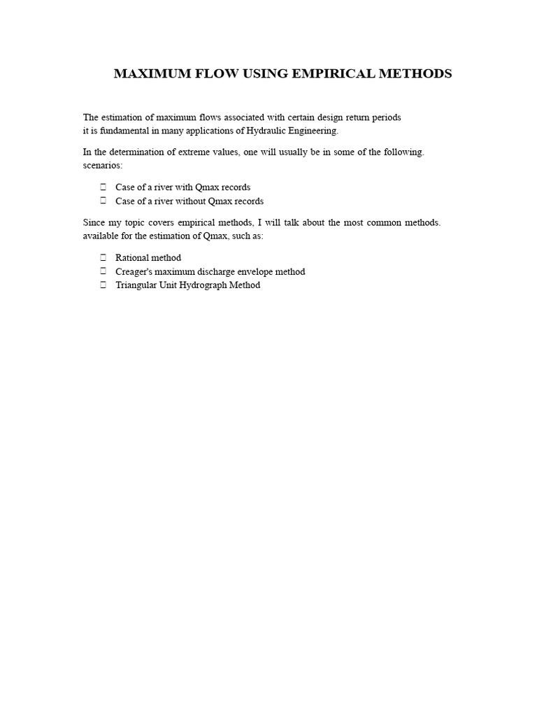 Maximum Flows Using Empirical Methods - Billy A. | PDF | Drainage Basin ...
