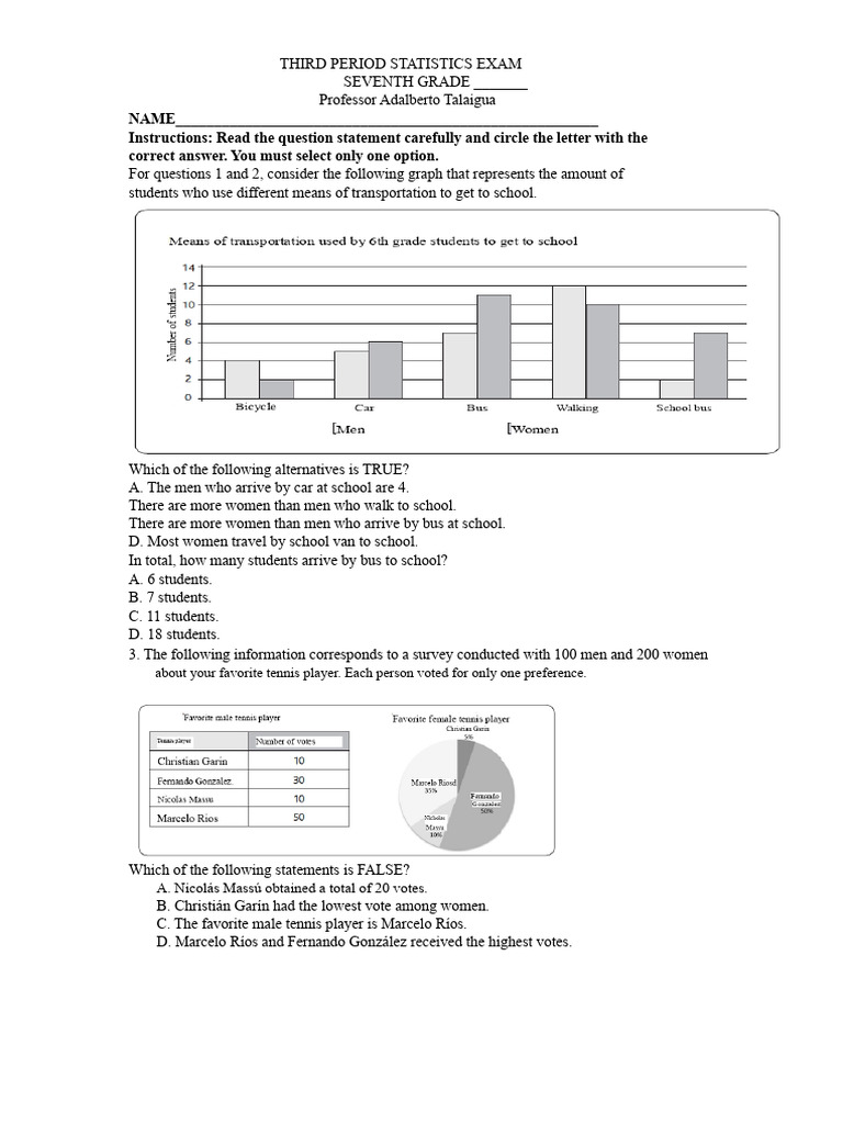 Seventh Grade Statistics | PDF