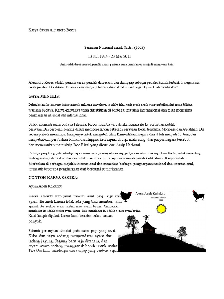 Karya Sastra Alejandro Roces | PDF