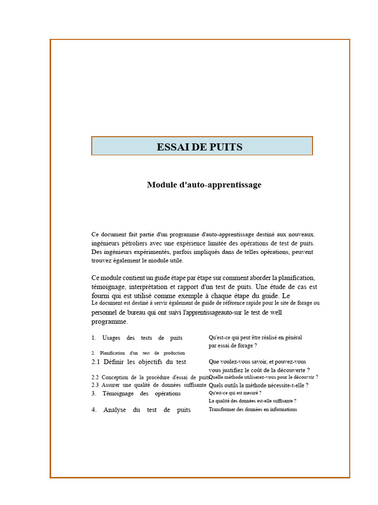 Guide complet sur les tests de puits | PDF | Forage | Pression