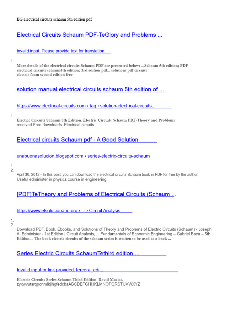 BG Electrical Circuits Schaum 5th Edition PDF | PDF | Network Analysis (Electrical Circuits ...