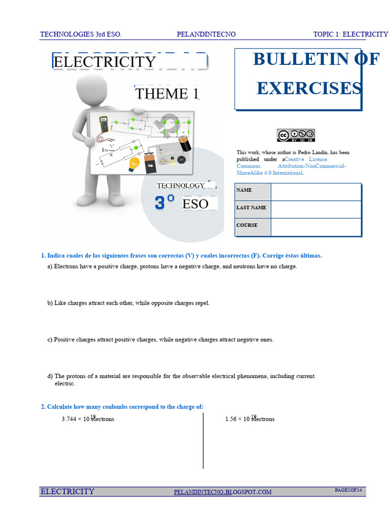 Electricity Exercises for 3rd ESO Students | PDF | Series And Parallel ...