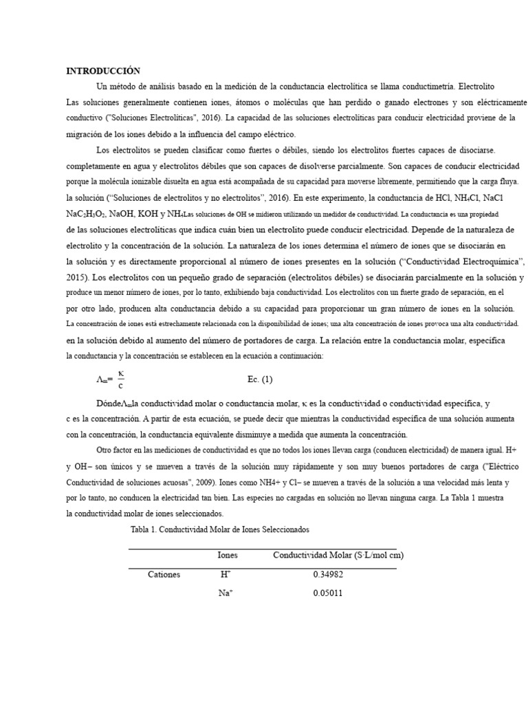 Experimento 2 Introducción y Conclusión | PDF | Electrólito | Constante ...