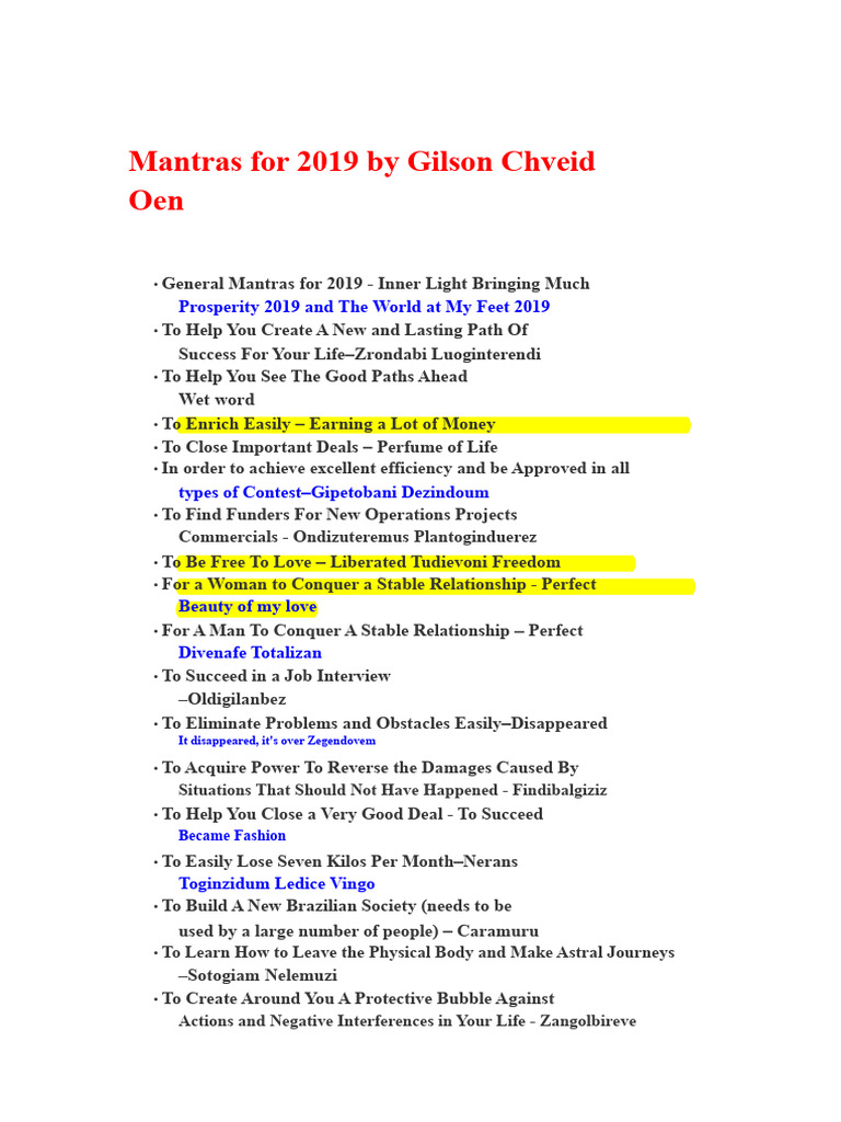 Mantras for Success in 2019 | PDF | Mantra