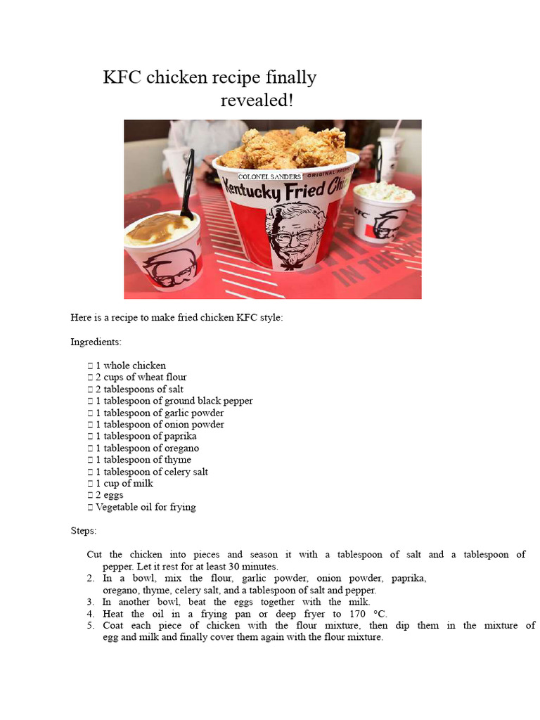 KFC-Style Fried Chicken Recipe | PDF