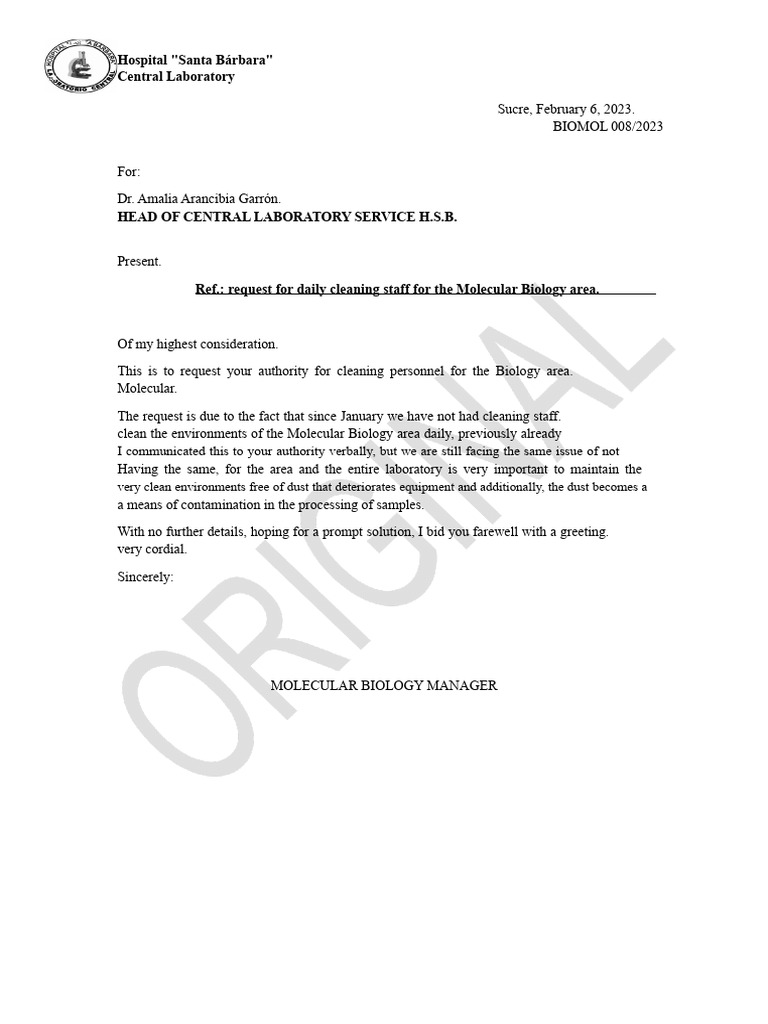 Cleaning Staff Request | PDF