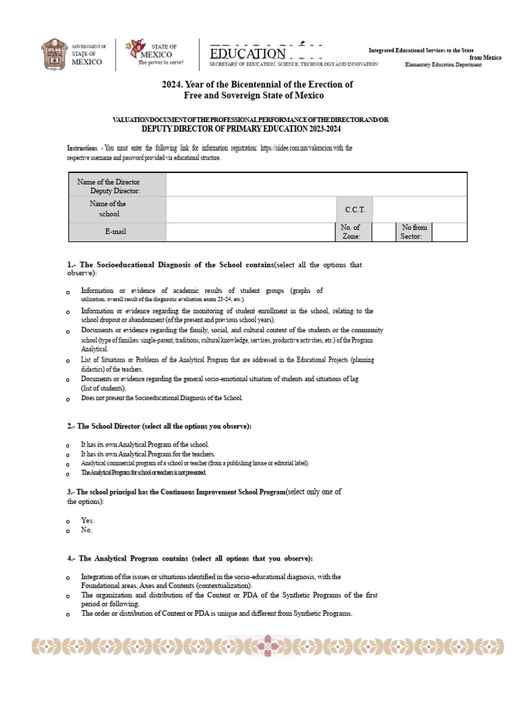 Evaluation of Primary Education Directors 2023-2024 | PDF | Teachers ...
