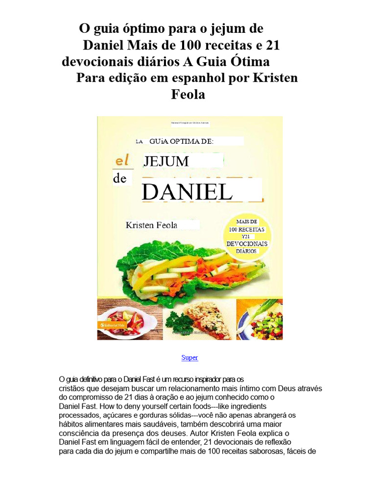 A Guia Ótima para o Jejum de Daniel Mais de 100 Receitas e 21 ...