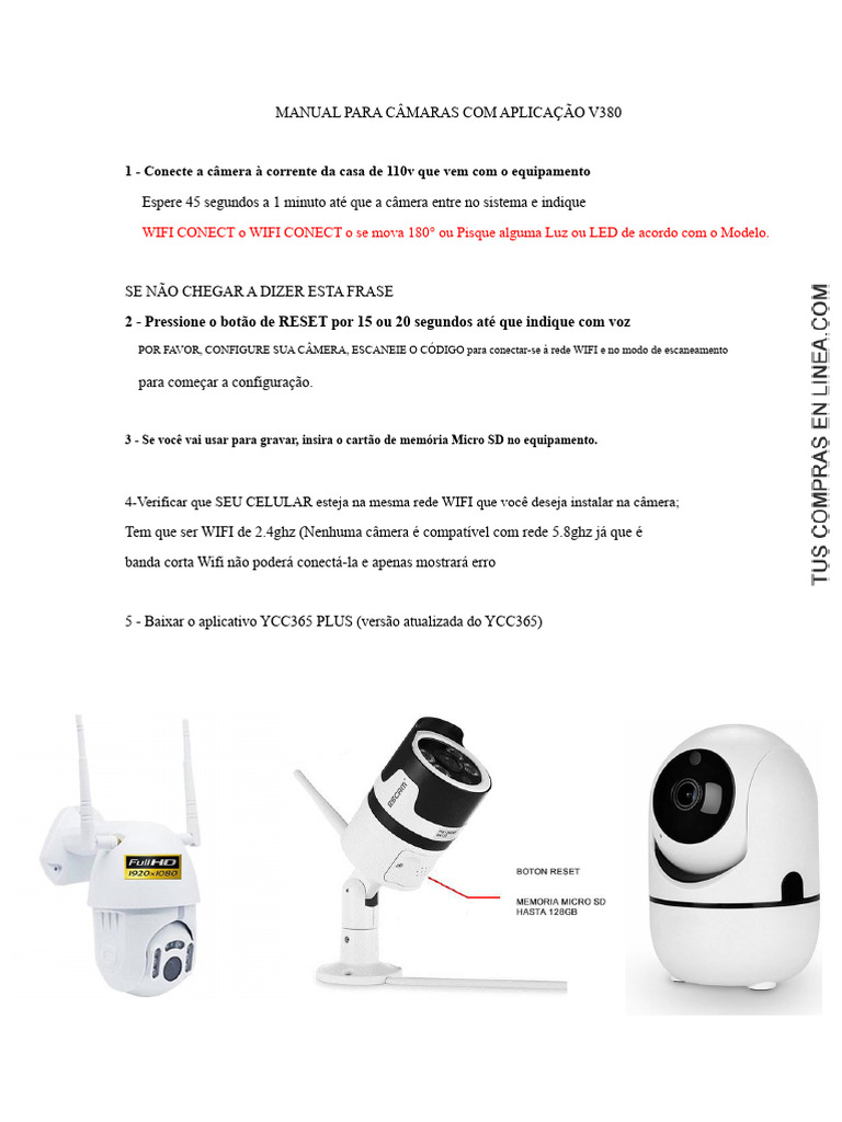 Manual Câmera Aplicação Ycc365 | PDF | Wi-Fi | Câmera